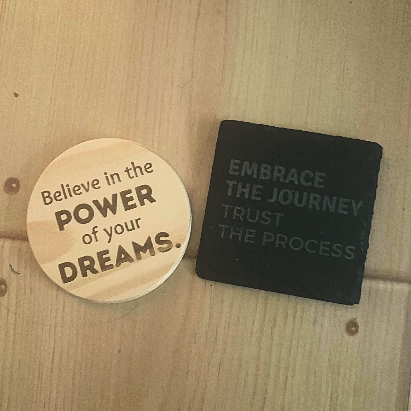 Inspirational Quote Coasters Laser Engraved Wood and Slate Home Decor ...