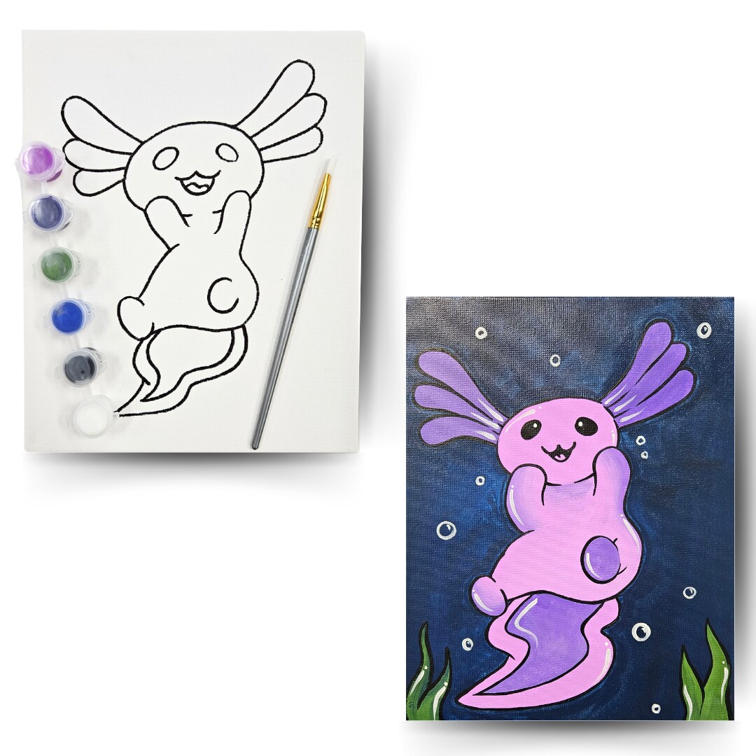 Axolotl - DIY Canvas Paint Kit - Includes Paint and Brush | MakerPlace ...