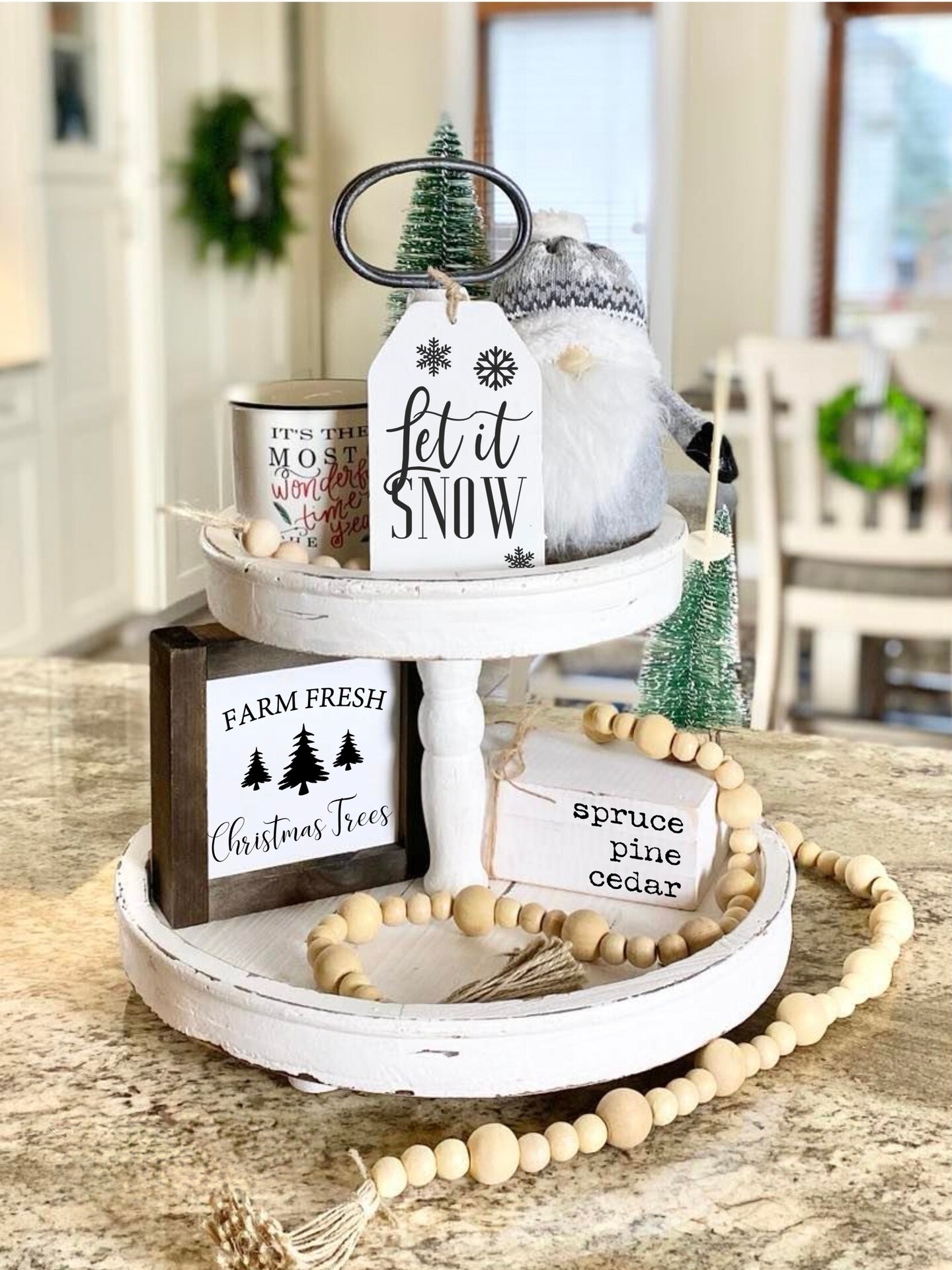 Farmhouse tiered trays store