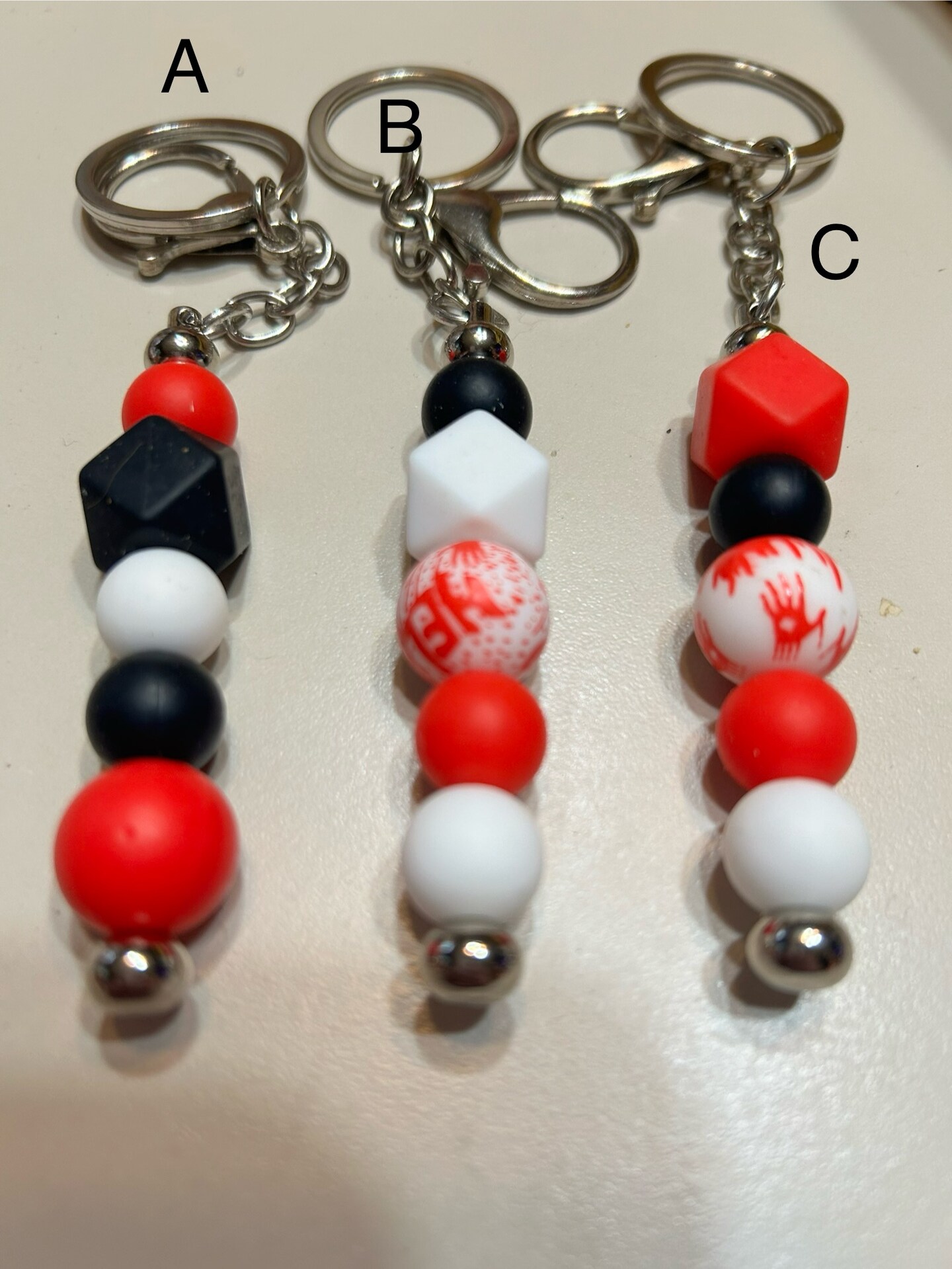 Halloween Horror Themed Silicone Beaded Keychains In Black White and ...