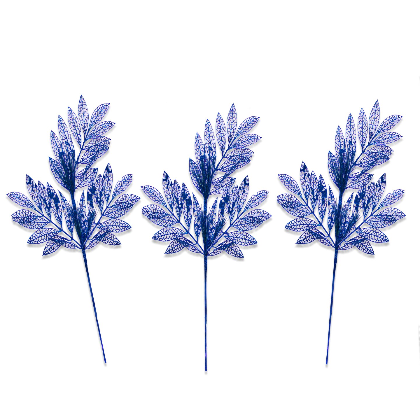 3 Pack of Navy Blue Glitter Leaf and Spray Picks | Michaels