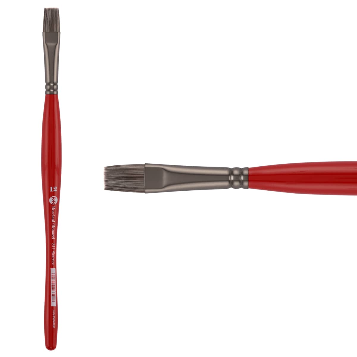 Borciani e Bonazzi Unico Silver Synthetic Series 811 Paint Brush, Flat ...