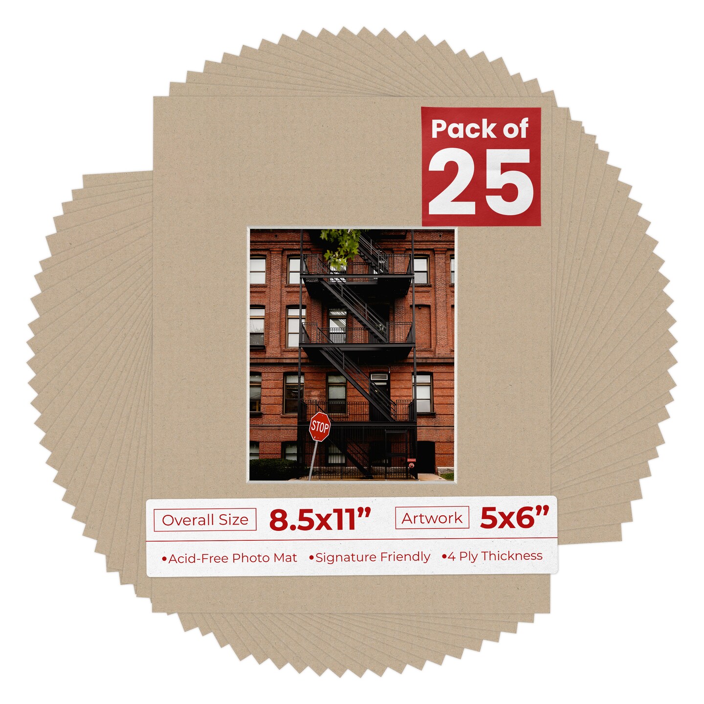 Tawny Brown Mat Board for 8.5x11 Frames - Fits 5x6 Photos, Color: Brown ...