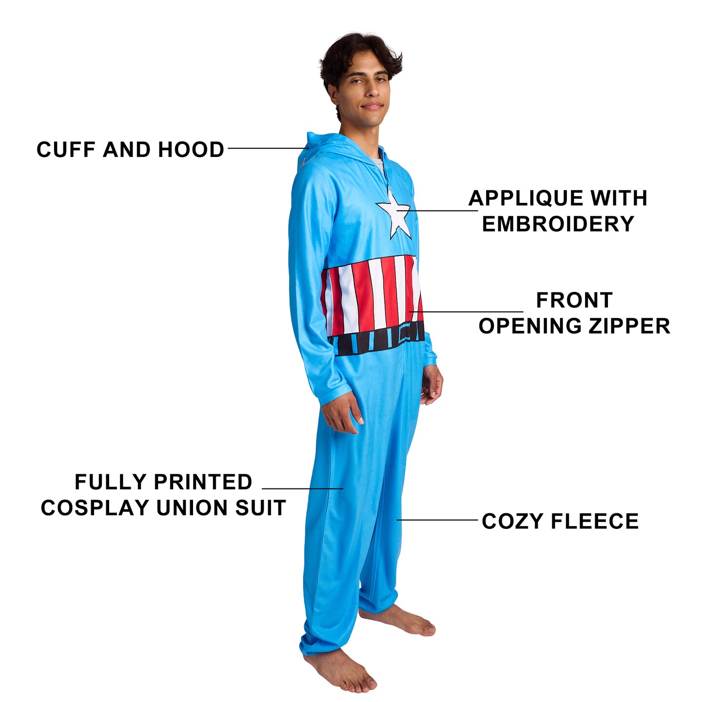Marvel Comics Presents Captain America Adult Long Sleeve Hooded Cosplay ...