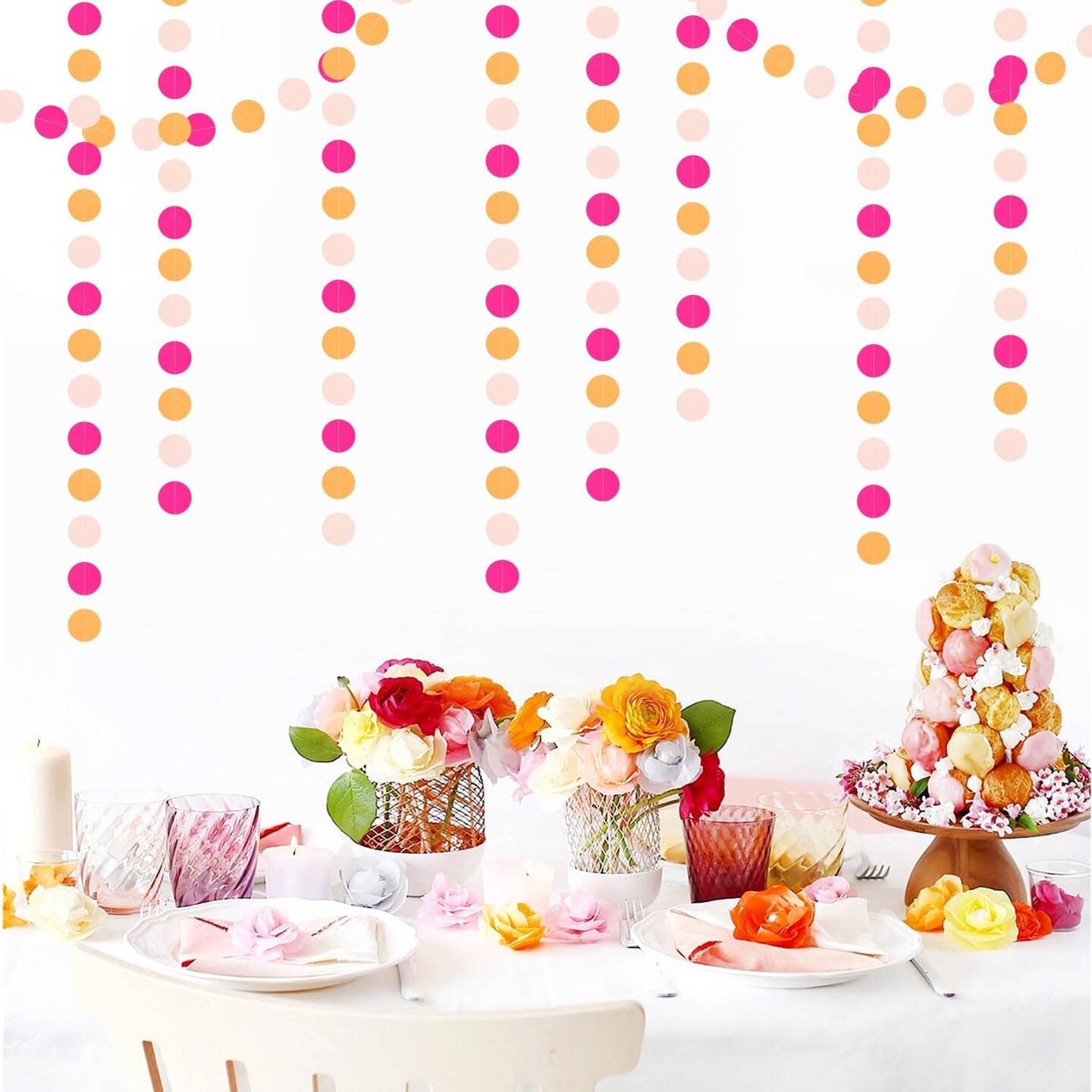 64 ft Hot Pink & Burnt Orange Fall Paper Garland – Birthday, Baby ...