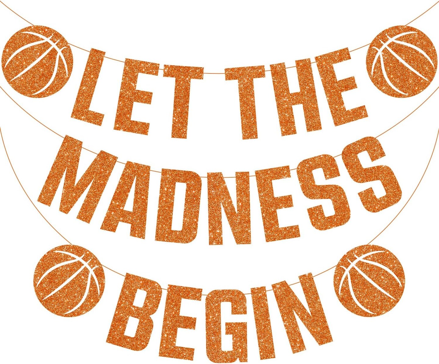 No-DIY Orange Glitter Basketball Theme Banner, Basketball Party ...
