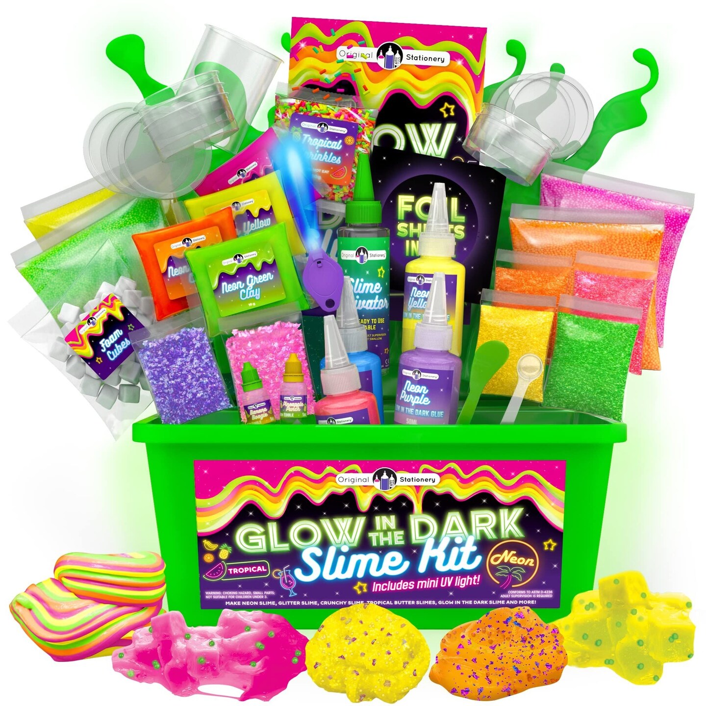 Original Stationery Tropical Glow in The Dark Slime Kit, Fun Birthday ...
