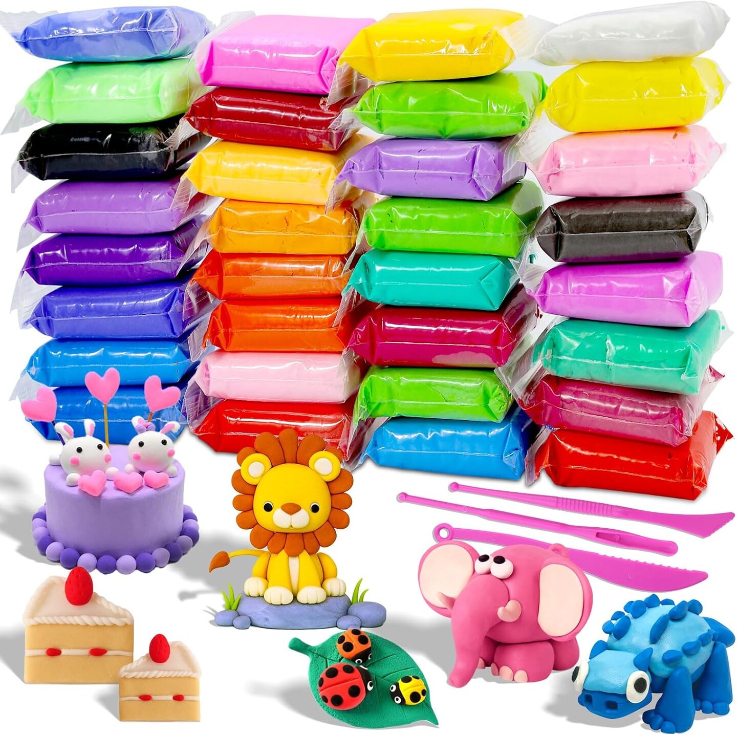 Air Dry Clay - 32 Colors Modeling Clay Kit with 3 Sculpting Tools,Safe ...