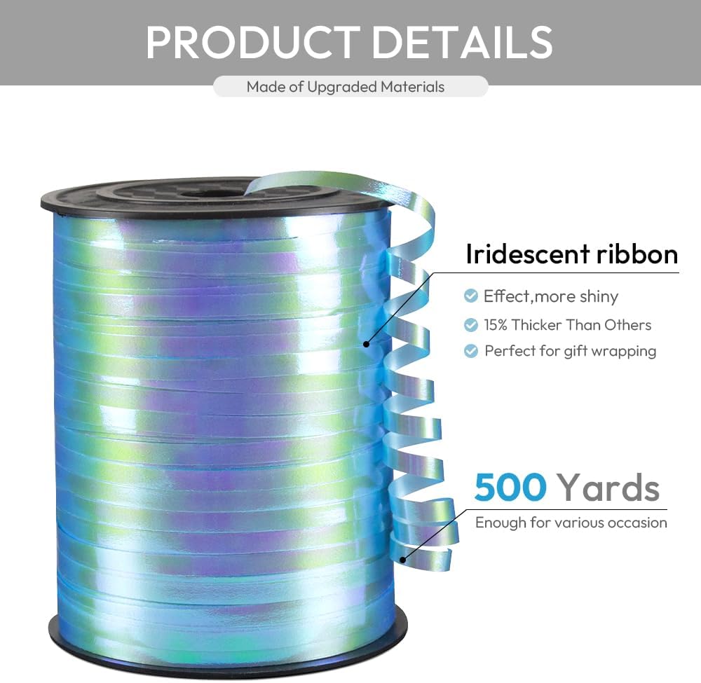 500 Yards Light Blue Gradient Curling Ribbon – 1/5" Balloon String for ...