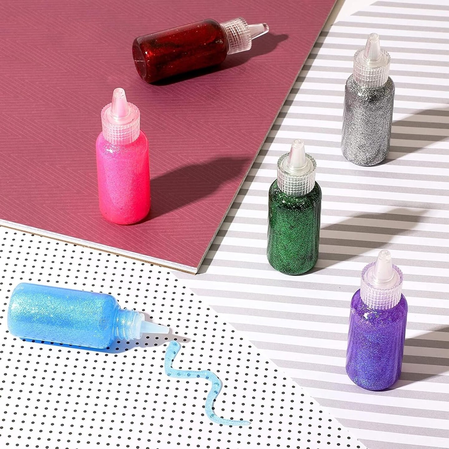 Neon Metallic Glue with Glitter Bottles for Arts and Crafts (20 ml, 12 ...