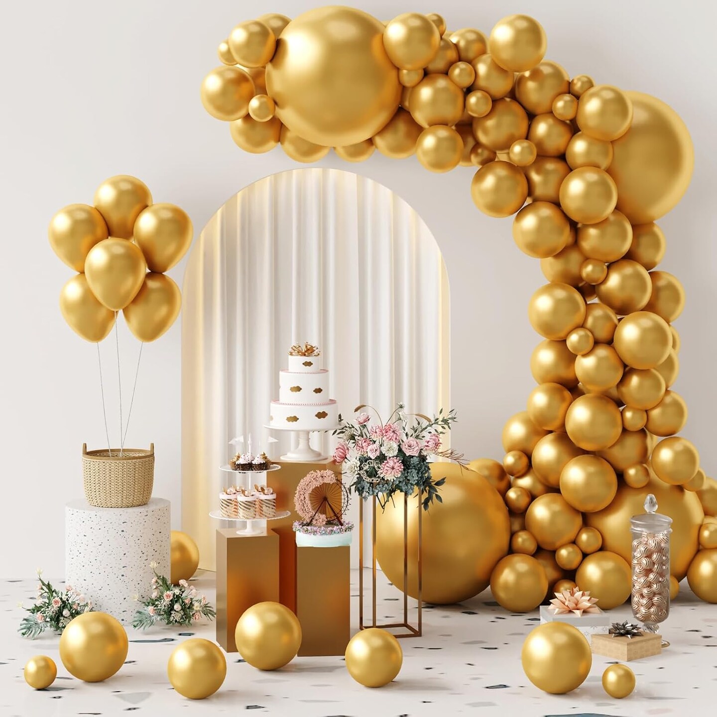 Metallic Gold Balloons Latex Balloons Different Sizes 18/12/10/5 Inch ...