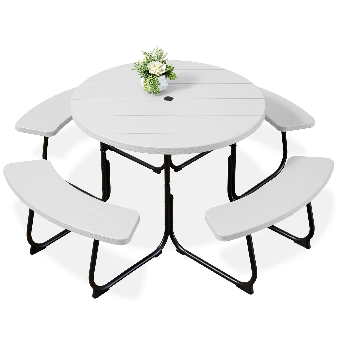 Best Choice Products 8-Person Circular Outdoor Picnic Table w/ 4 ...