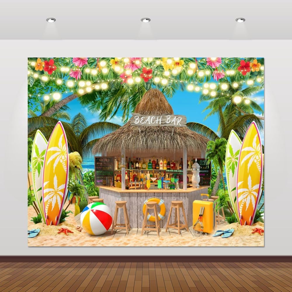 Hawaiian Party Decorations Summer Tropical Beach Bar Surfboard Palm ...