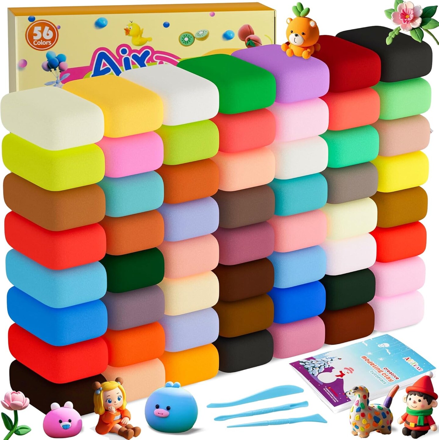 Air Dry Clay 56 Colors, Modeling Clay for Kids,Model Magic Clay, DIY Molding Clay Starter Kit ...