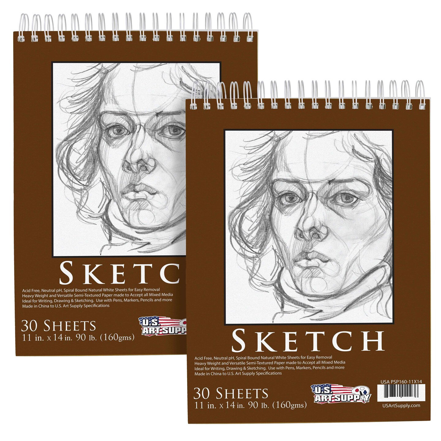 11â€ x14" Premium Heavy-Weight Paper Spiral Bound Sketch Book: 90 Pound ...