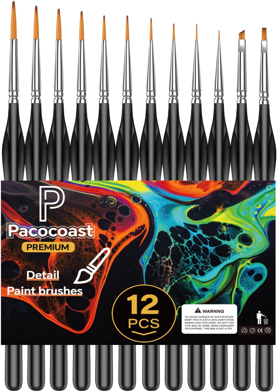 12PC Miniature Brushes, Pacocoast Detail Paint Brushes Set for Fine Detailing & Art Painting ...
