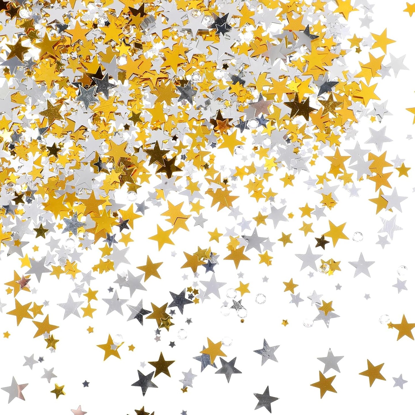 60g Glitter Star Confetti with Diamond, 6mm Silver and Gold Stars ...