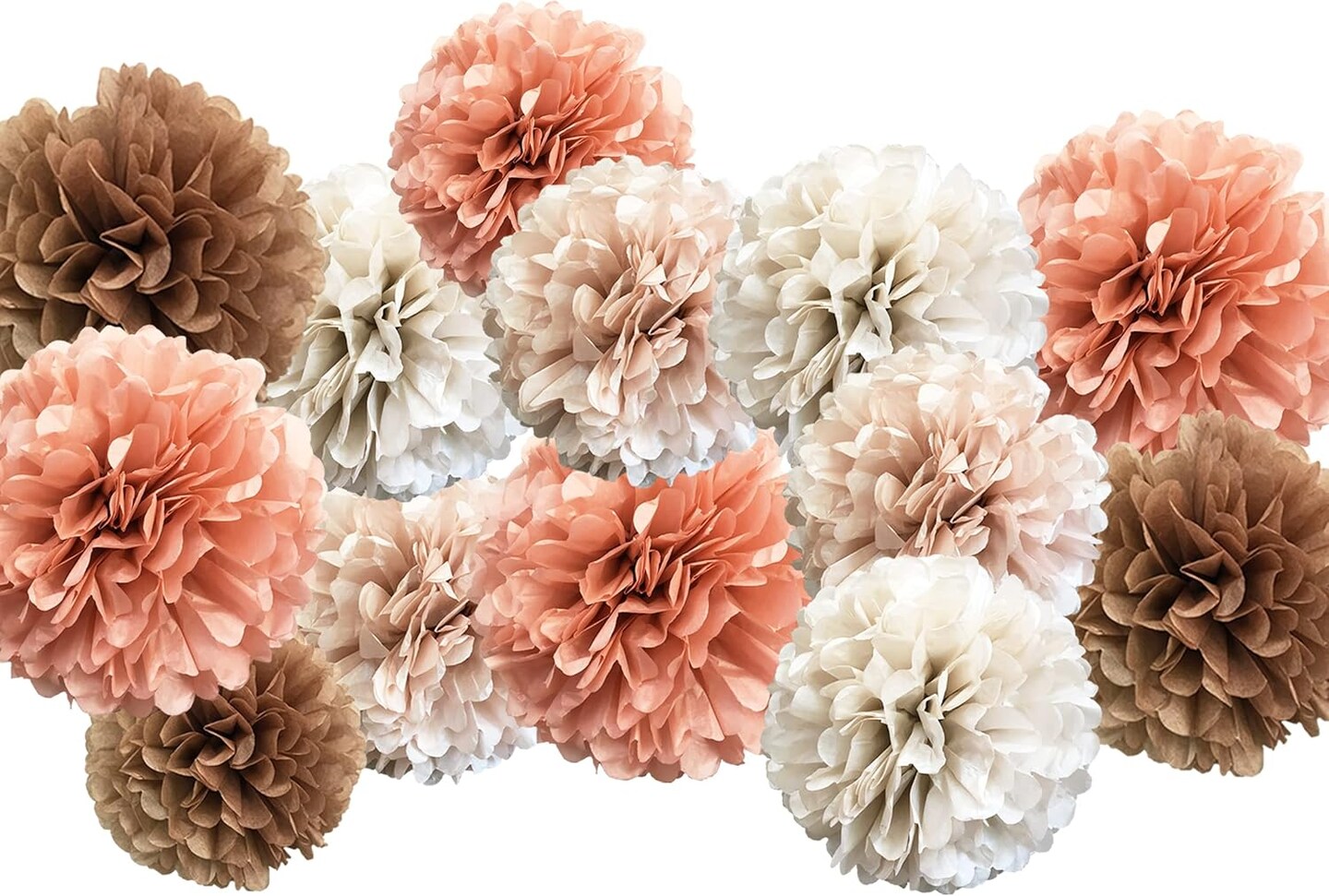Tissue Pom Poms Wedding Party Decorations – 20 Pieces Dusty Pink Brown ...