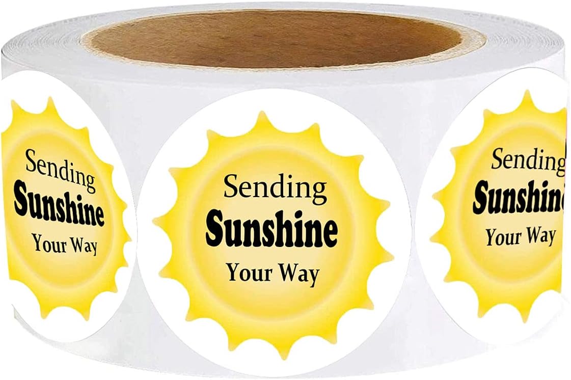 Sending Sunshine Your Way Stickers, 1.5 Inch Sending Sunshine Themed ...