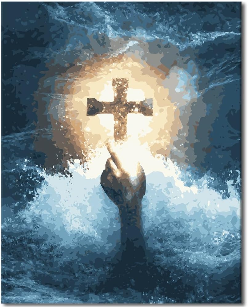 Jesus Paint by Numbers Kits Glowing Cross Paint by Number Wall Art ...