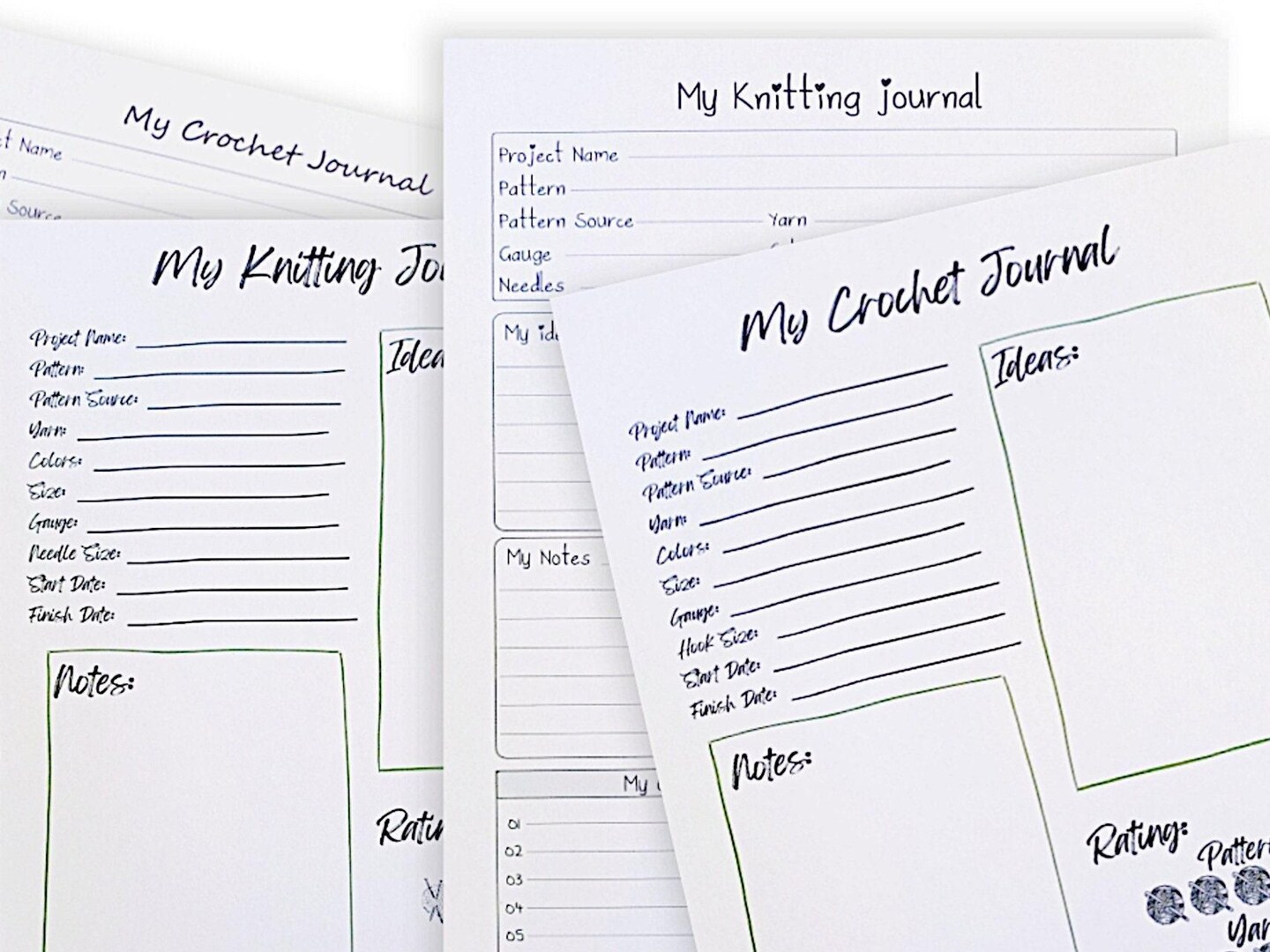 Knitting and Crochet Project Journal Refills - 25 Sheet Pack Stationery ...