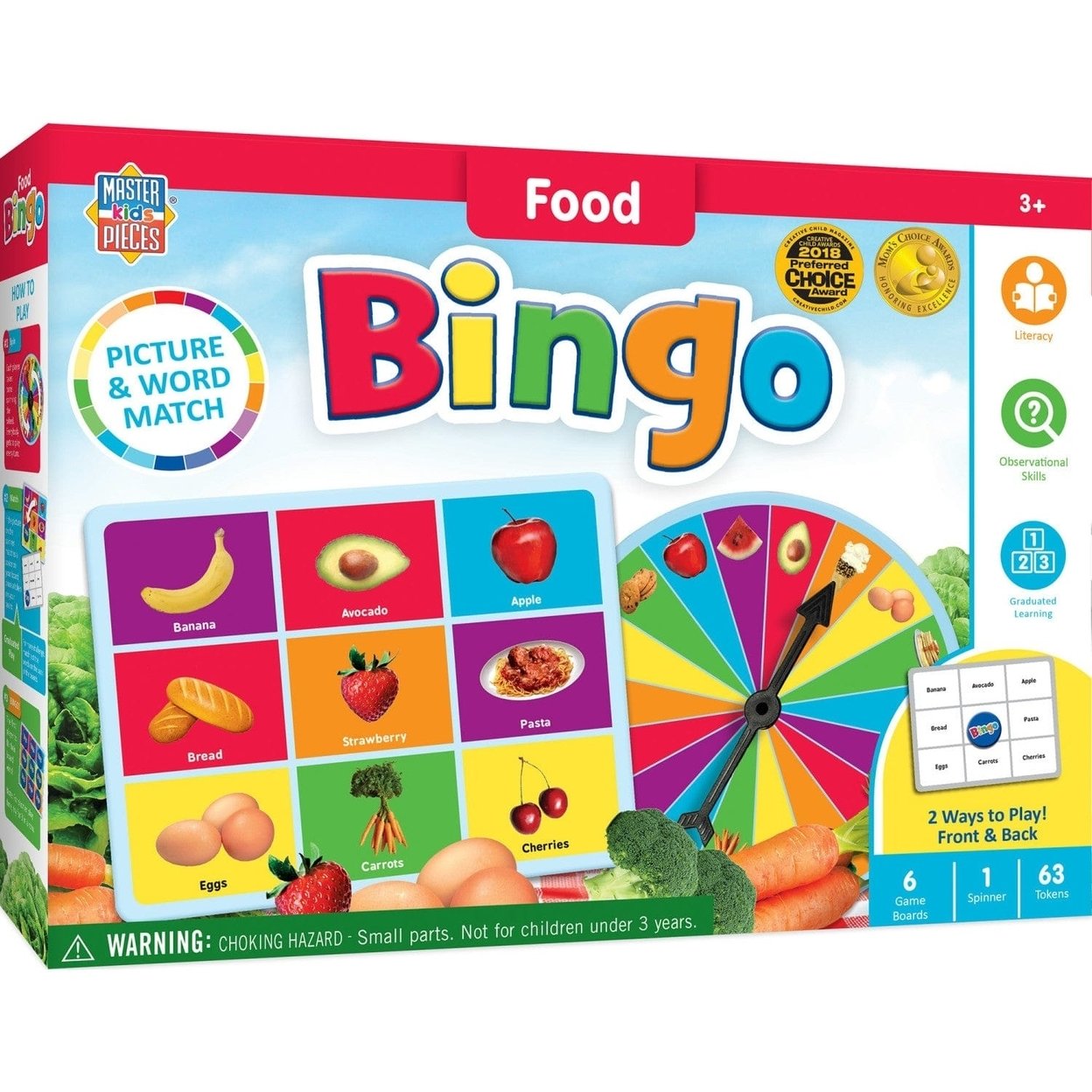 Food Bingo Game For Kids Educational Fun Learning Literacy 3 Years Plus ...