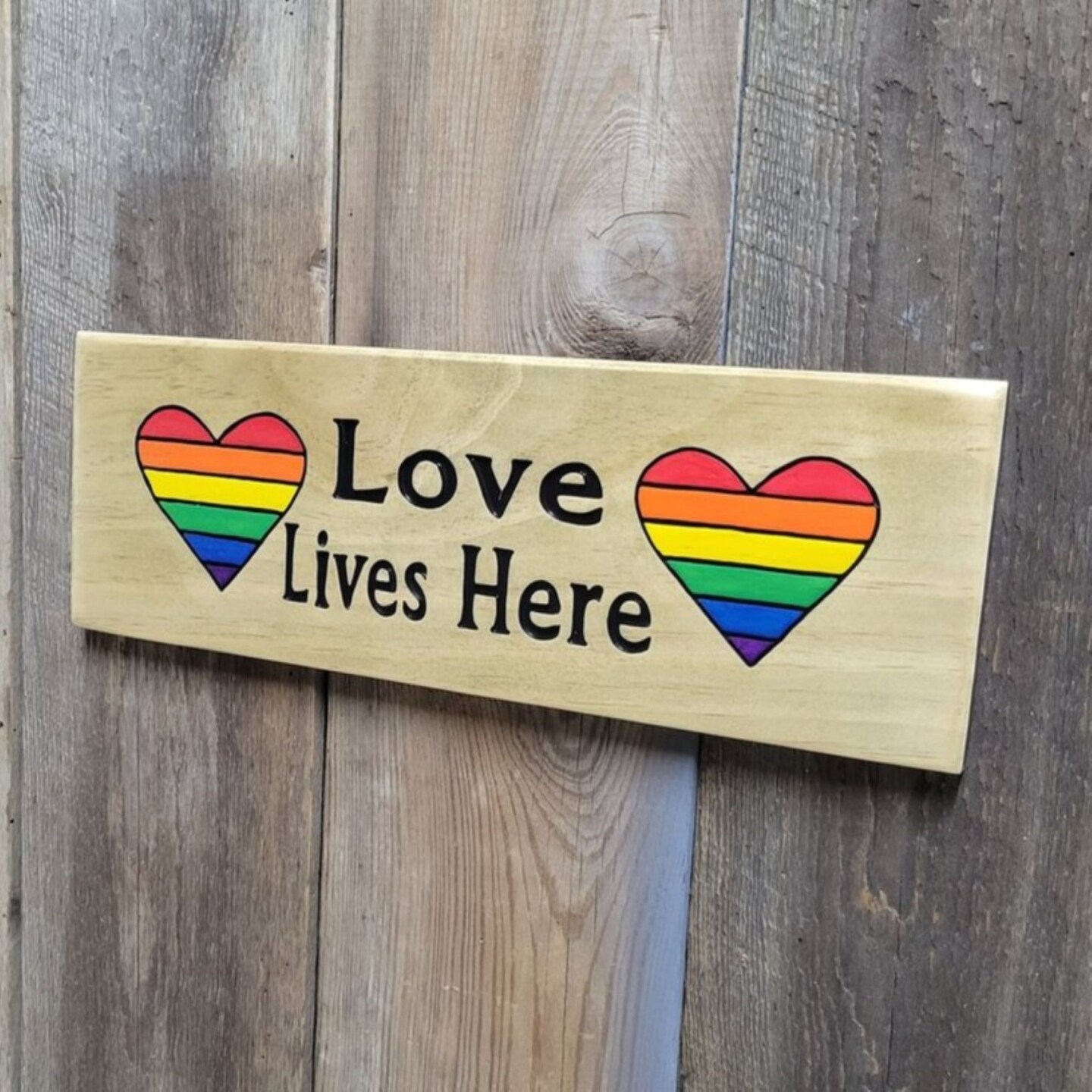 Gay Pride, Love Lives Here, with Rainbow Hearts Door Decor, or Wall ...