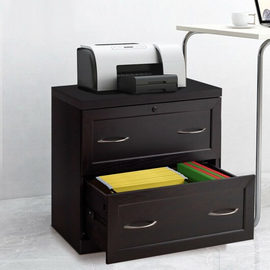 Espresso Free Standing Lateral File Cabinet with 2-Large Storage Drawer ...