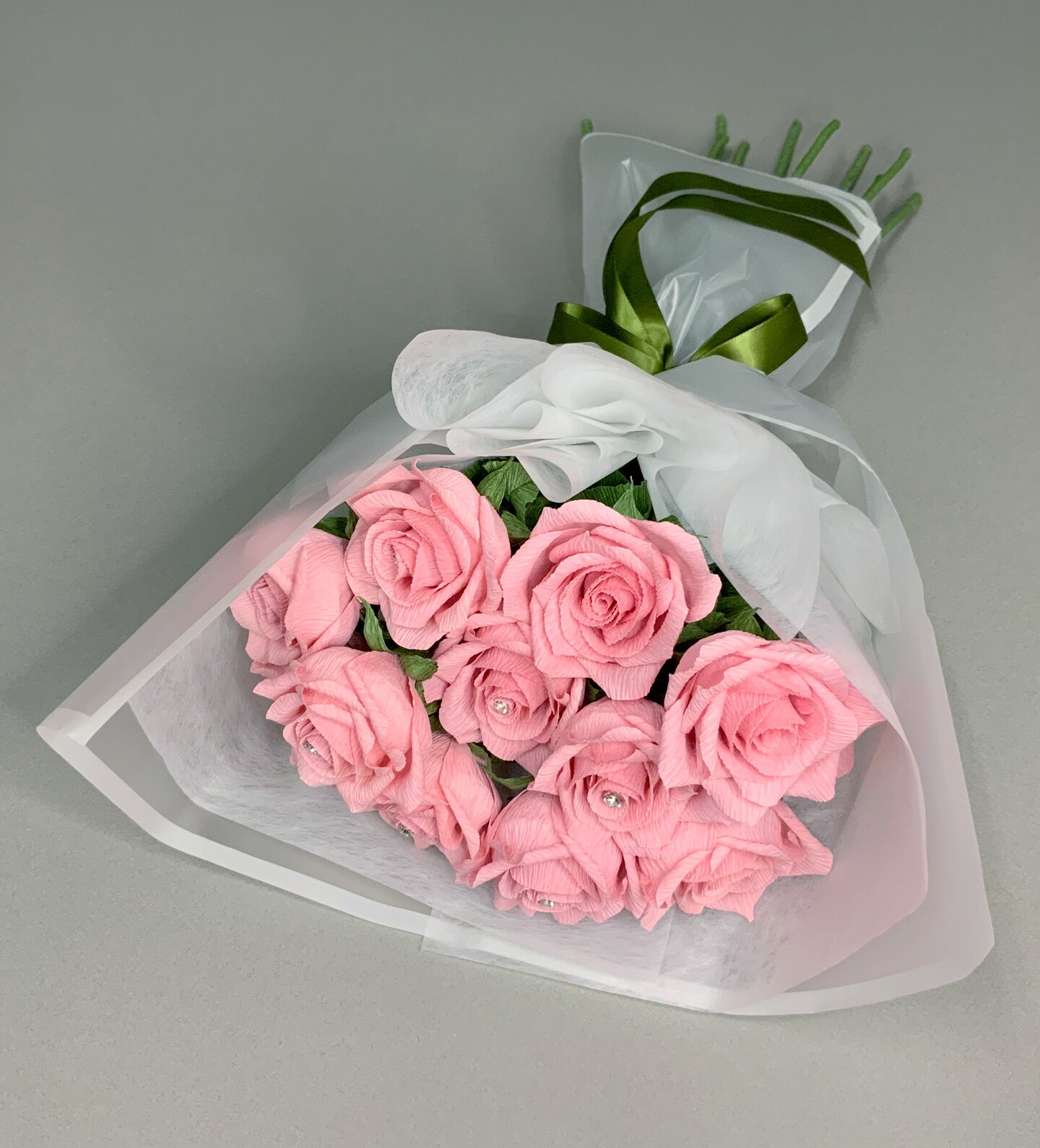 Paper Flowers-Long Stem Roses-Crepe Paper Flowers-Anniversary Roses-Paper Roses-Roses-one dozen ...