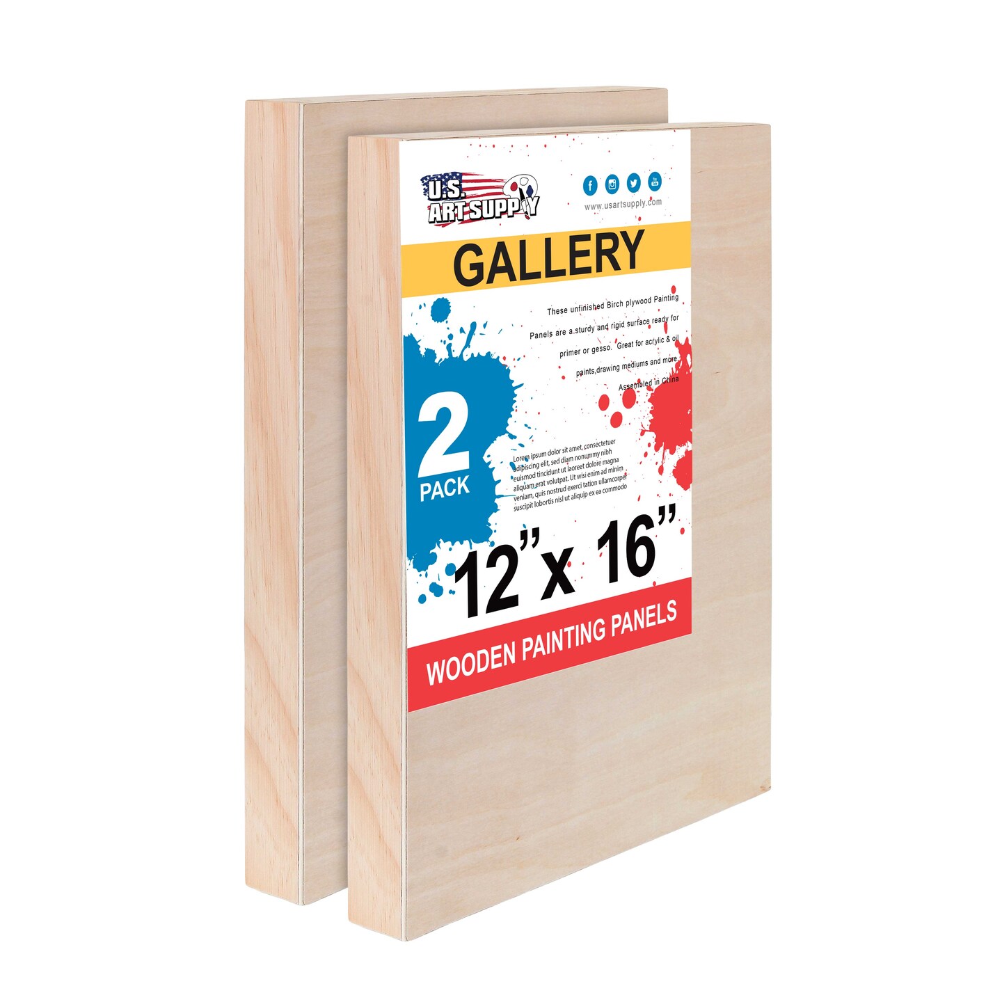 Unfinished Cradled Wood Panels for Painting, 2 Pack of 12x16 inch ...