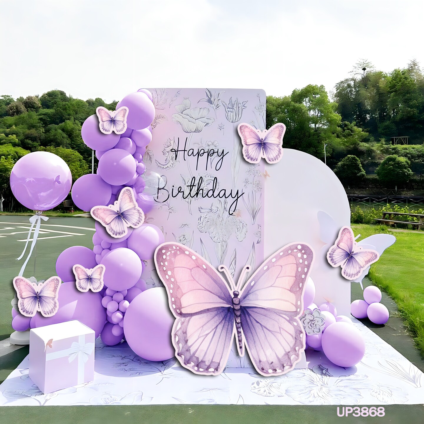 UP3868 Purple butterfly coroplast cutouts signs props standees party ...