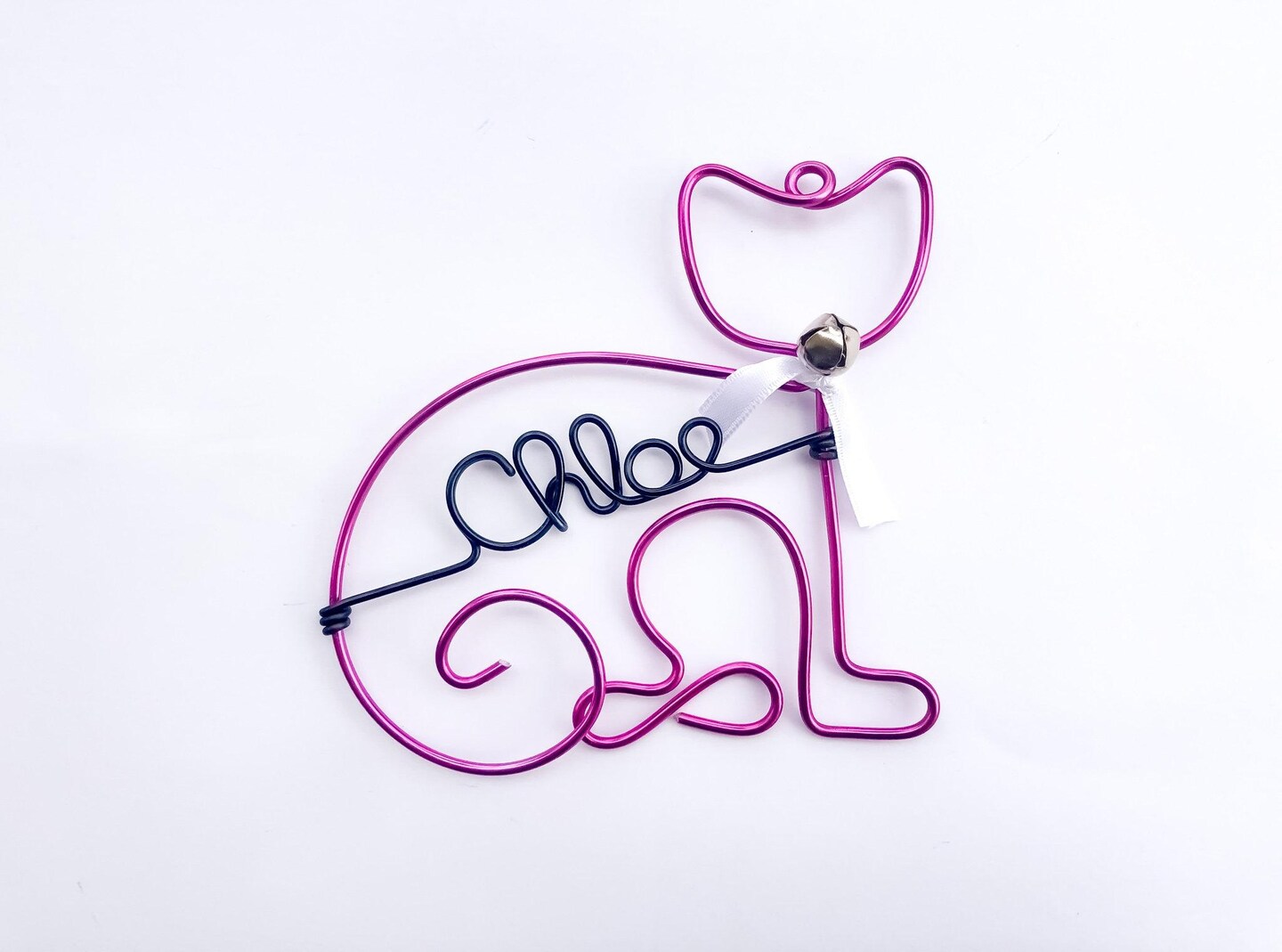 Personalized Cat Pet Ornament - Handcrafted Wire Cat with Pet's Name ...