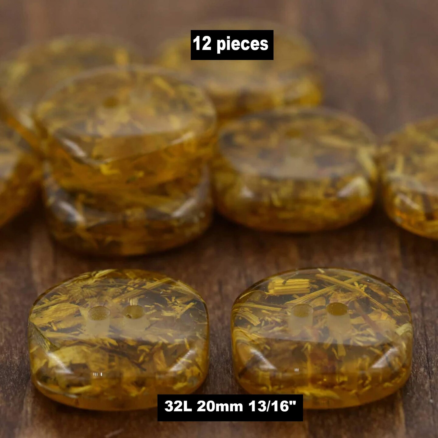 12 Pieces Brown Square Captured Moss Buttons 13/16 Inch | Michaels