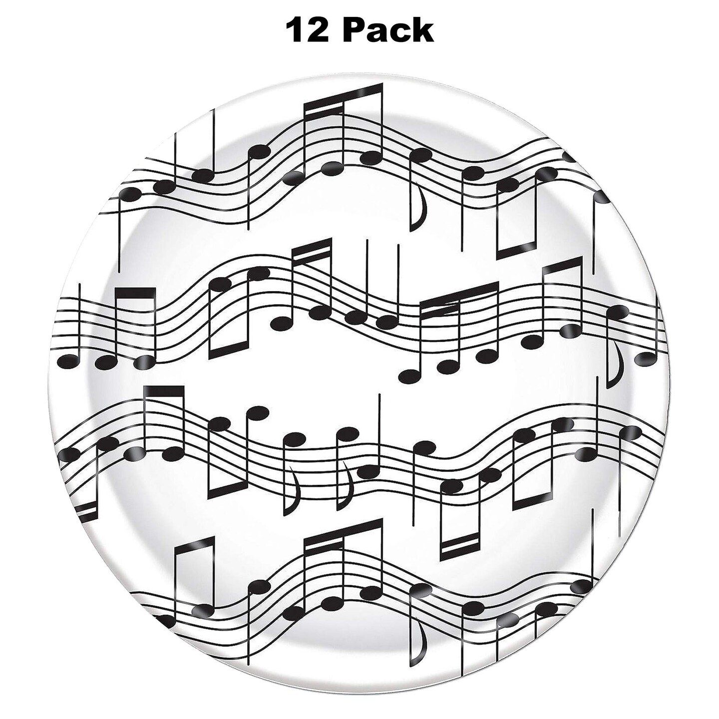 12 Pack 7" Music Notes Dessert Plates Party Tableware for Music Theme ...