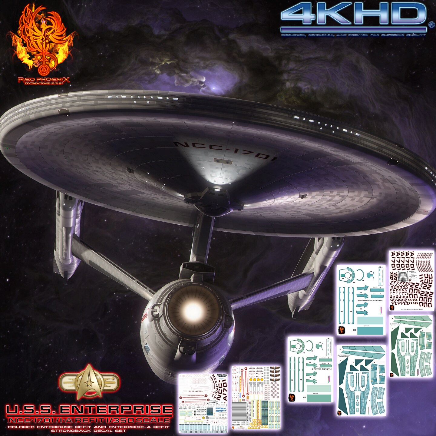 Enhanced Edition-U.S.S. Enterprise Refit 1-350 Scale Aztec-Hull Decal ...