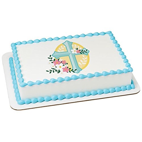 Communion Cross with Flowers PhotoCake® Edible Cake Topper Icing Image ...