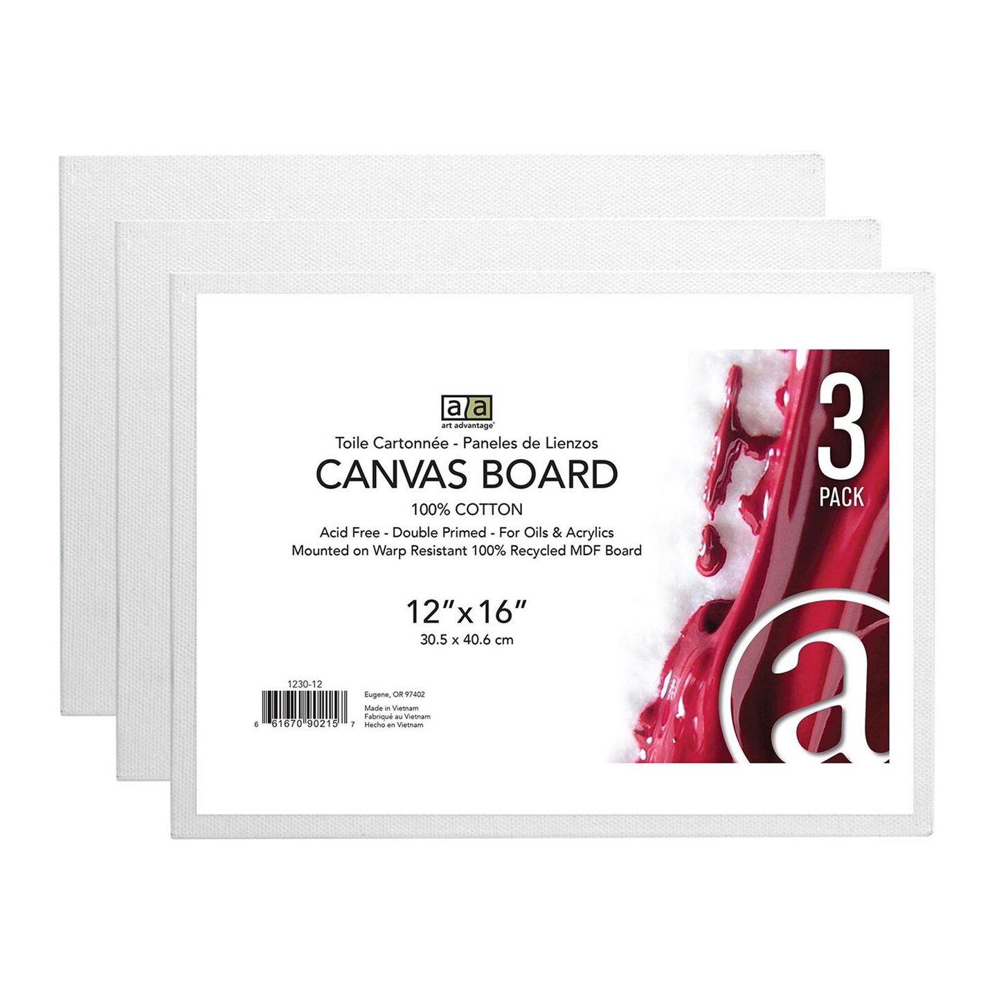 Art Advantage Canvas Board Recycled MDF 12x16 3pc - Recycled MDF Canvas ...