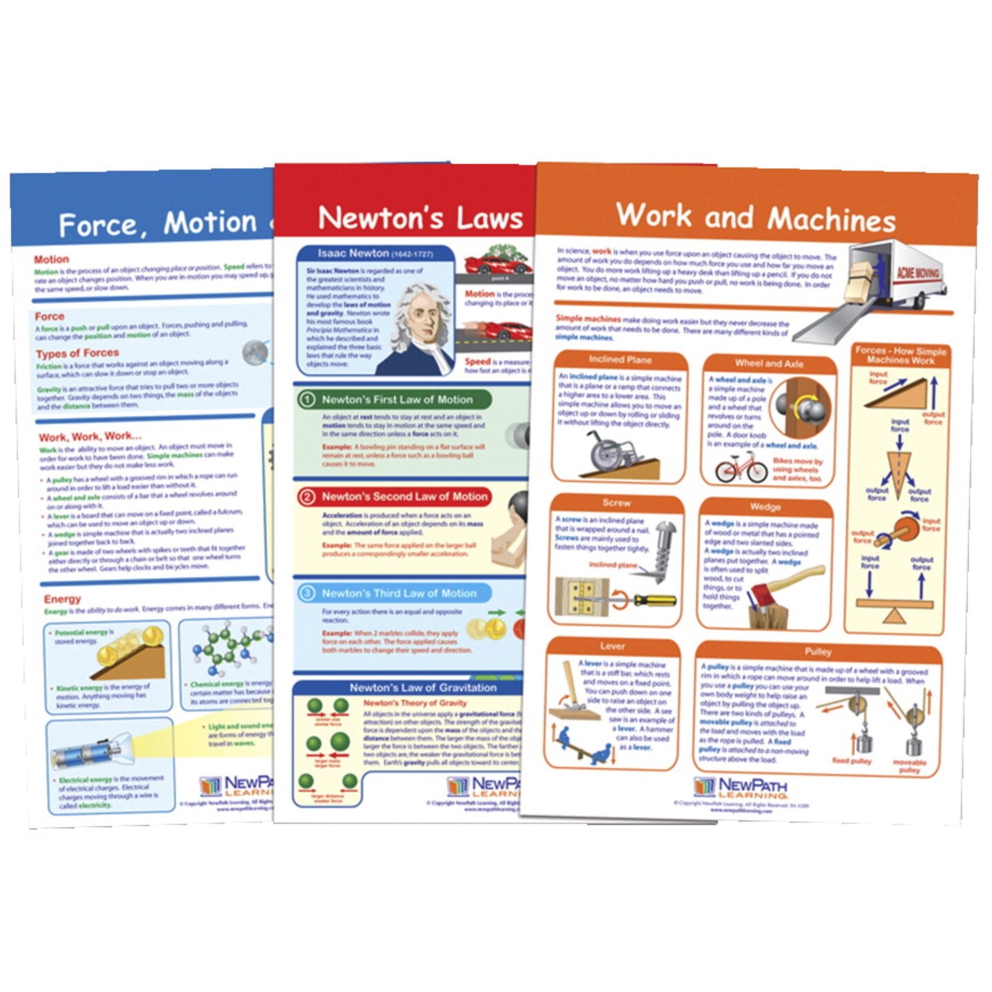 NewPath Learning Bulletin Board Set of 3, Force and Motion, Grades 3-5 ...