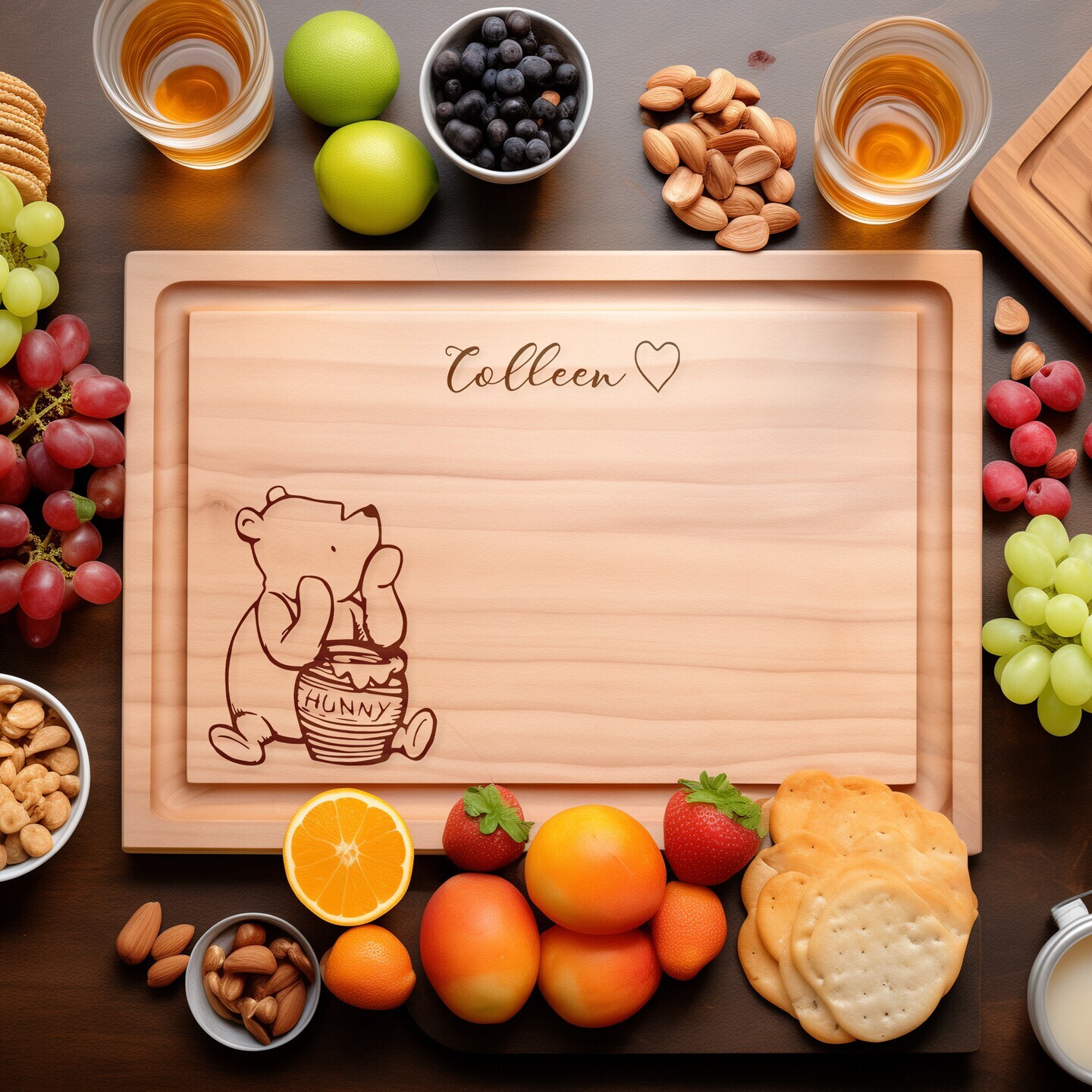 Personalized Winnie-The-Pooh Cutting Board, Classic Cute Bear Kitchen ...