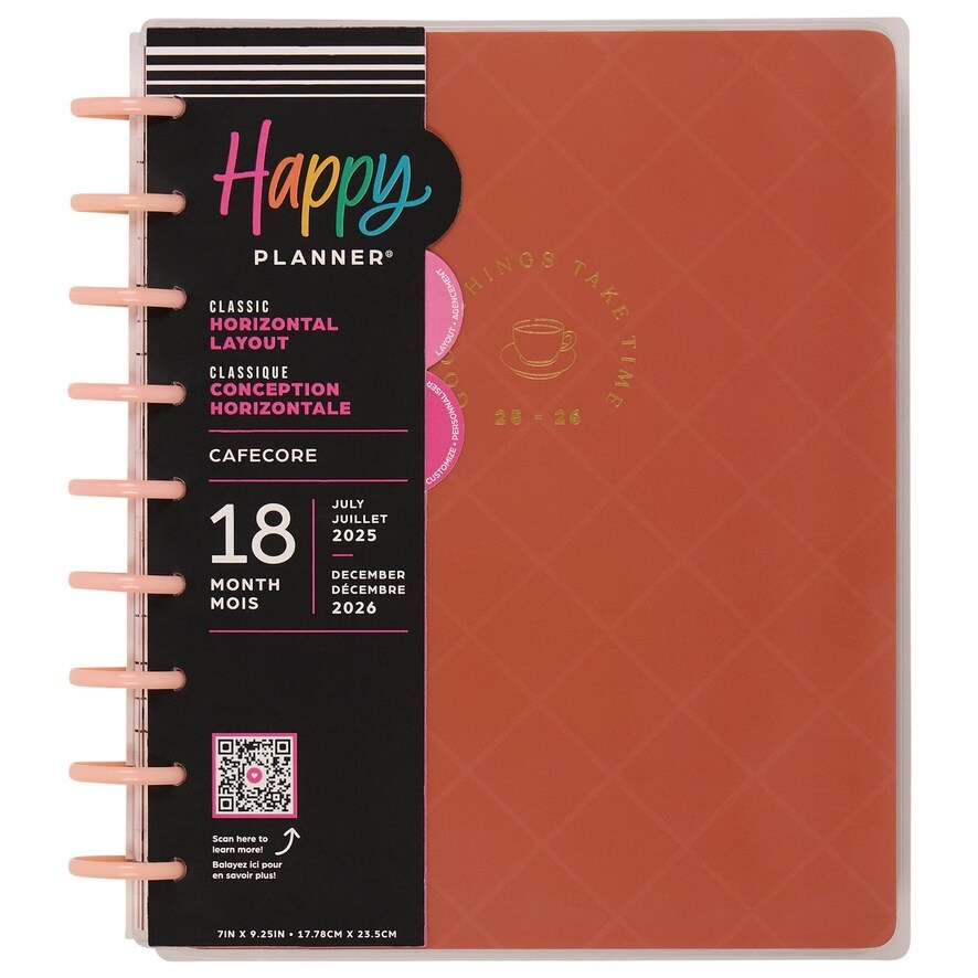 Happy Planner 18-Month Classic Disc Bound Planner-Cafecore; Jul '25 ...