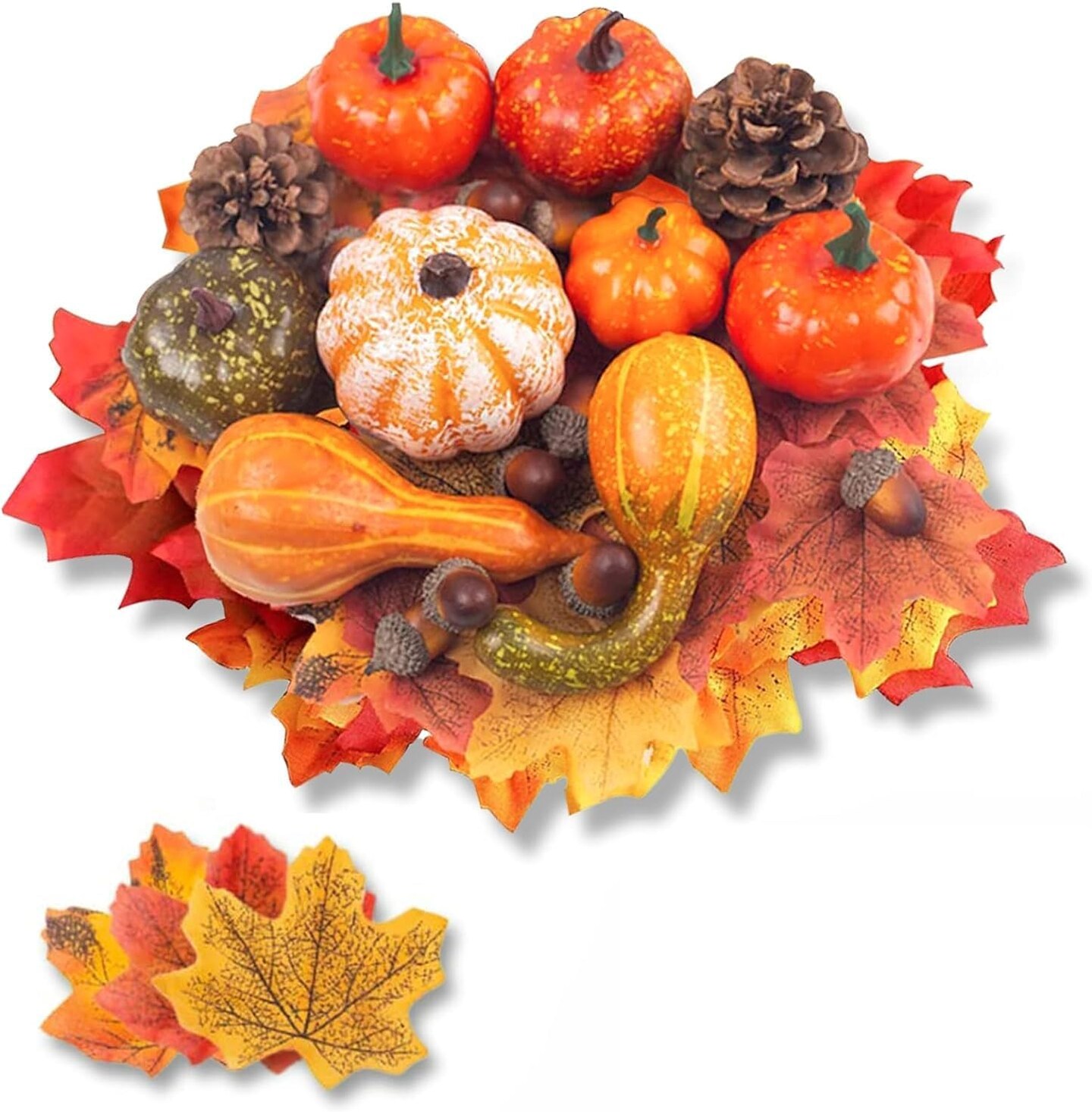 50 PCS Thanksgiving Artificial Pumpkins and Gourds Set Fall Decorations ...