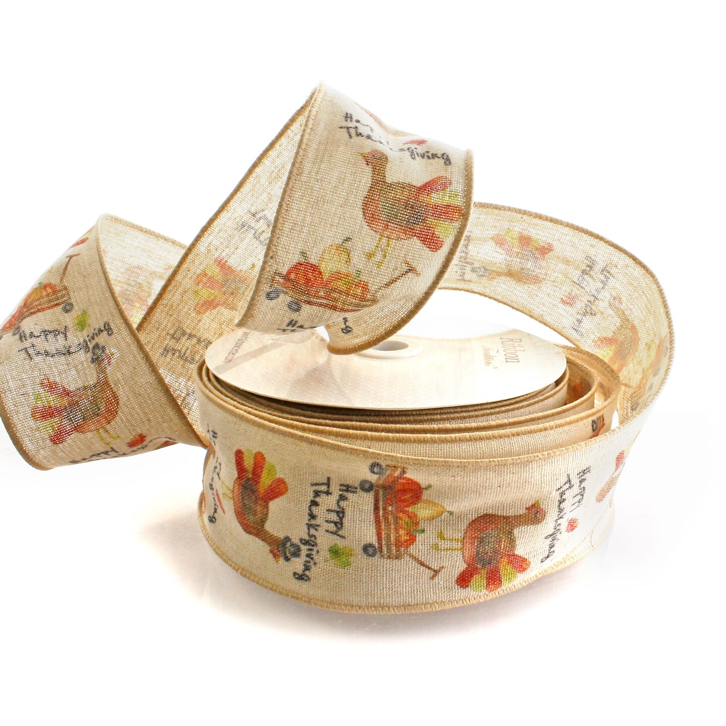 2.5" Happy Thanksgiving Turkeys Burlap Wired Ribbon | Michaels