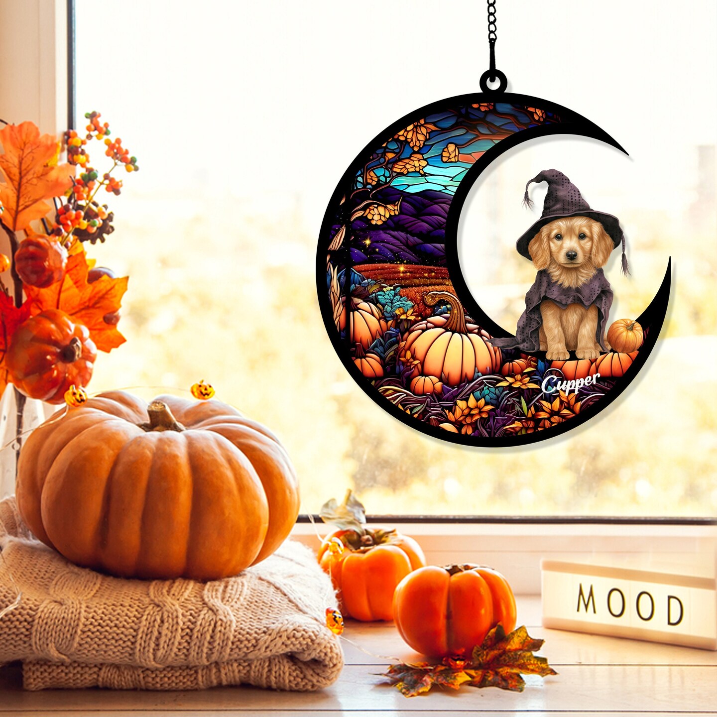 Personalized Suncatcher Dog Halloween Cuss| Pet Memorial Suncatcher ...
