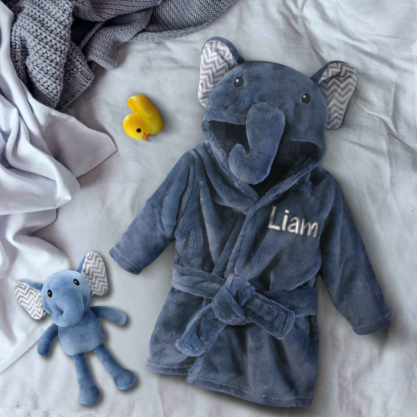 Elephant Robe for Baby Boys, Baby Bath Robe, Baby Robe with Ears, Boy ...