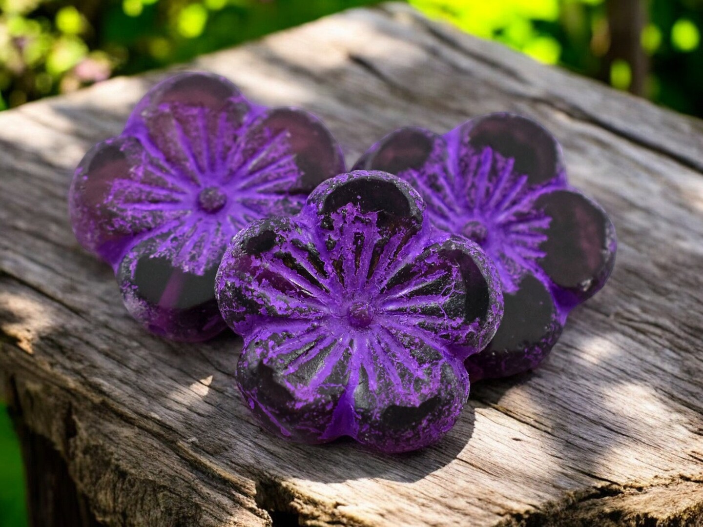 *2* 21mm Etched Purple Washed Purple Hibiscus Flower Beads | Michaels