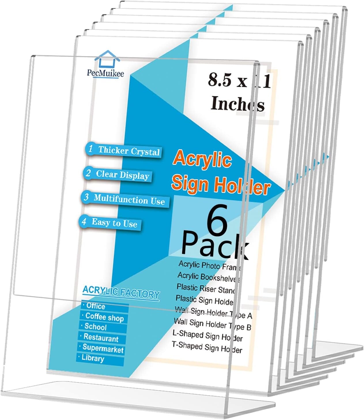 Acrylic Sign Holder 8.5X11, Desktop Slant Back Acrylic Sign Holder and ...