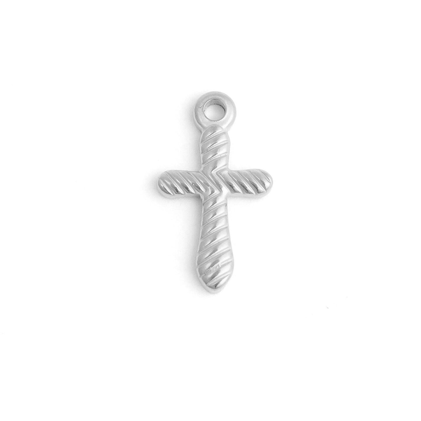18K Gold PVD Stainless Steel Textured Cross Charm - DIY Charm Necklace ...
