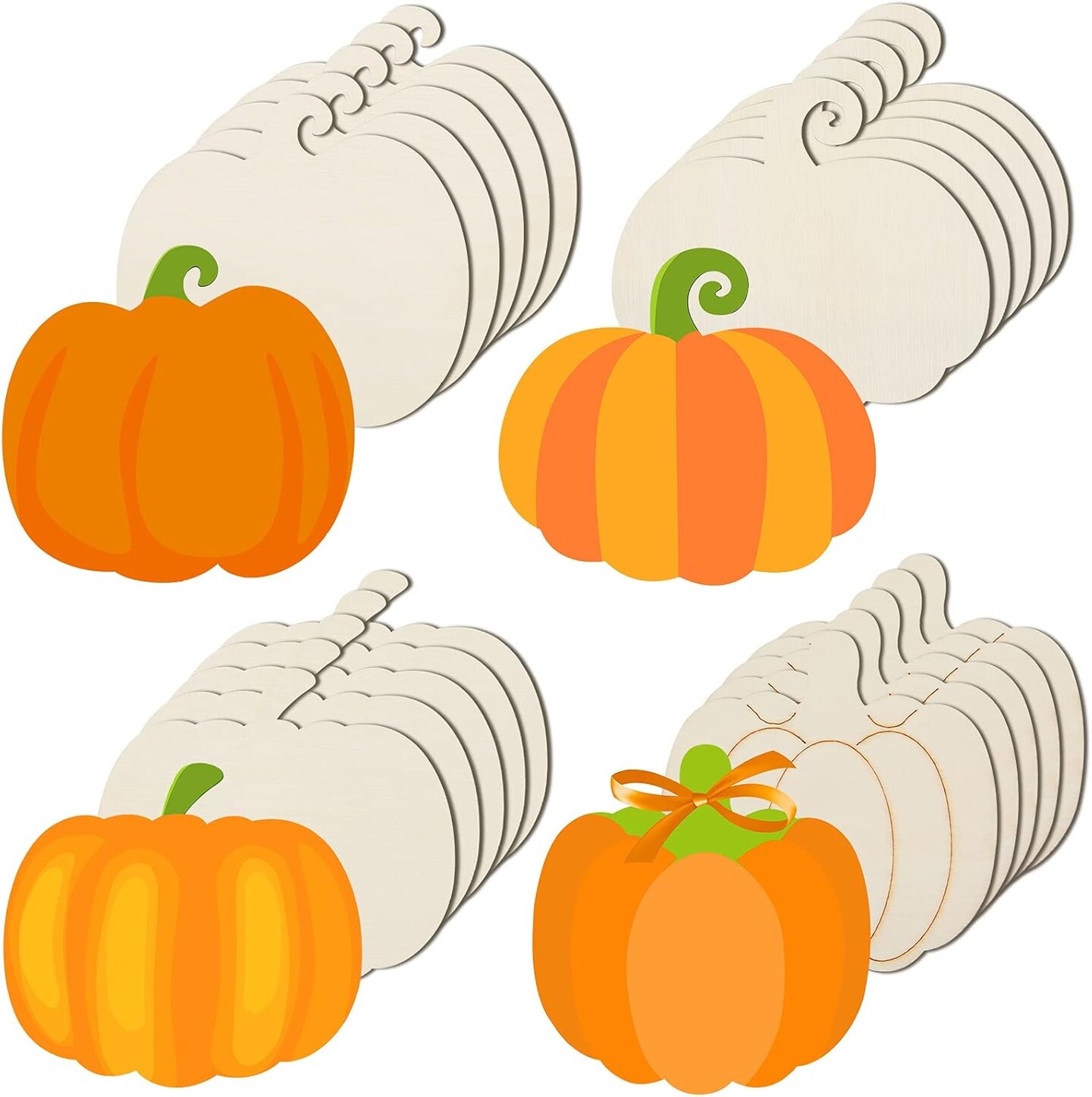 32 Pieces Wooden Pumpkin Cutout Thanksgiving Fall Crafts Pumpkins ...