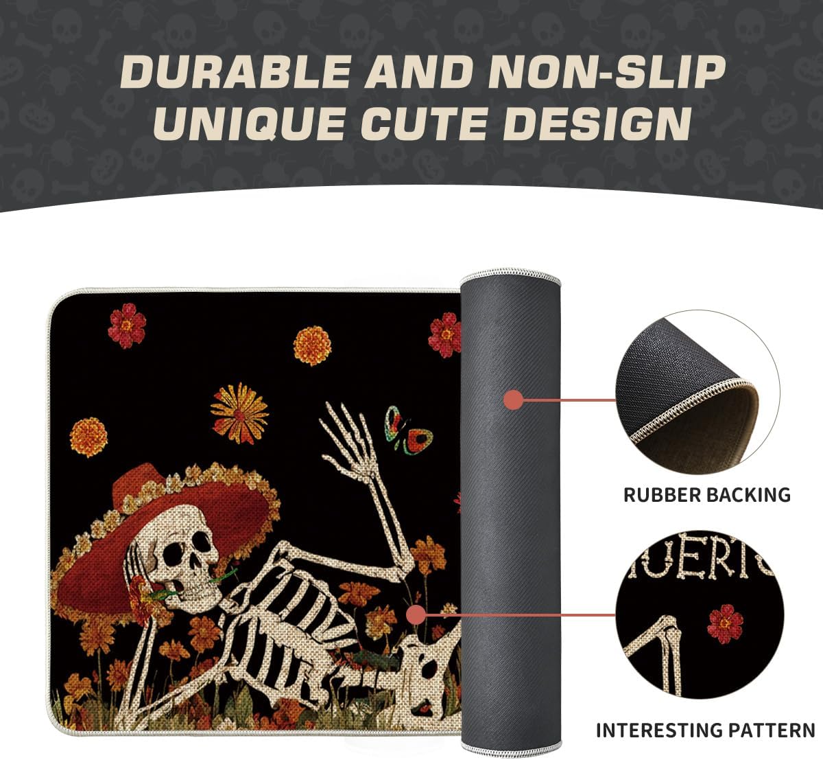 Sombrero Hats Skull Day of The Dead Halloween Doormat, Dia De Los ...