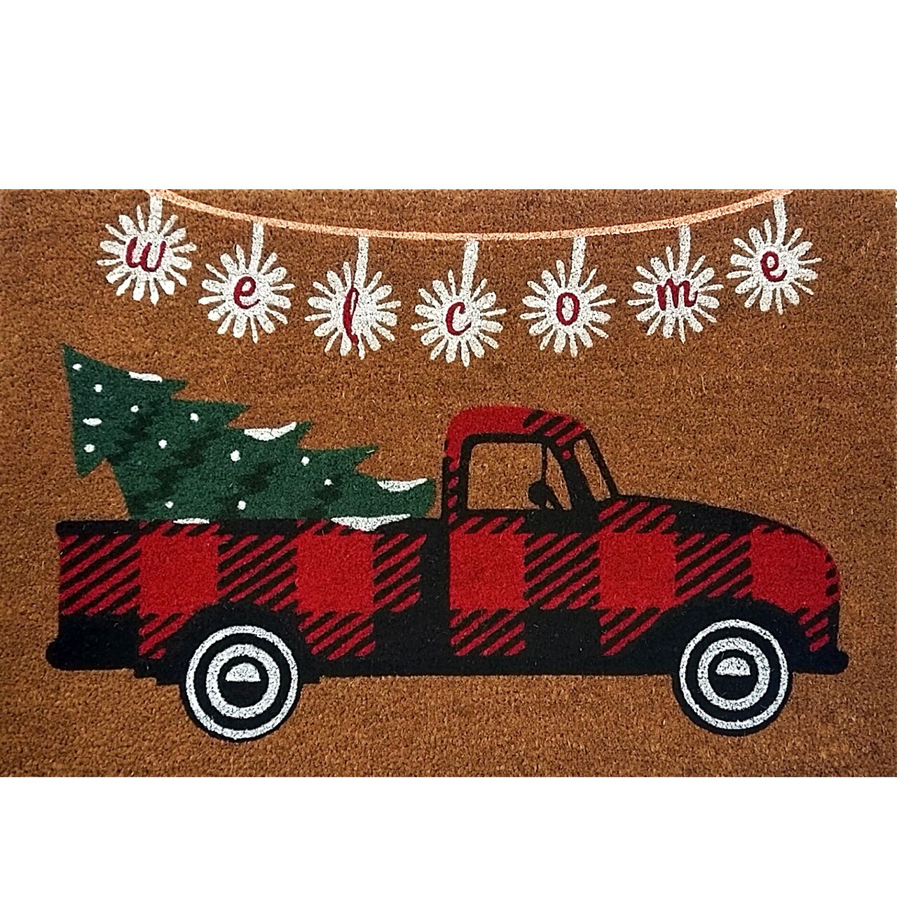 Red Checkered Truck Medium Coir Doormat 24 x 36 | Michaels